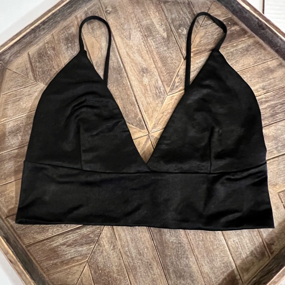 Zara | Intimates & Sleepwear | Zara Black Satin Bralette Size L | Poshmark